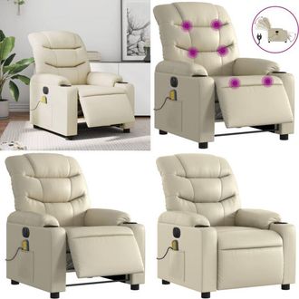 vidaXL Massagesessel Elektrisch Creme Kunstleder - Massage Sessel - Elektrischer Sessel - Relaxsessel - Fernsehsessel - Bequeme Sessel - Home & Living