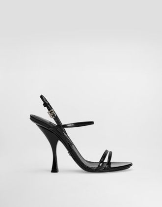 Dolce & Gabbana Polished Calfskin Sandals - Frau Sandalen Und Wedges Schwarz Leder 37.5