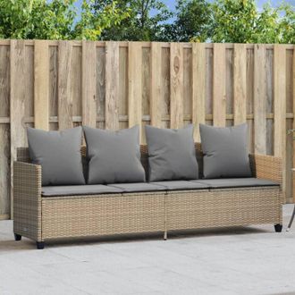 vidaXL Vidaxl - Sonnenliege mit Kissen Beige Poly Rattan