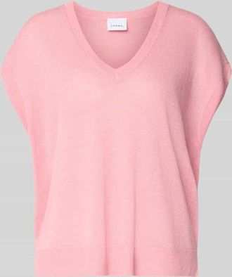 Comma Strickshirt aus Leinen-Mix mit V-Ausschnitt