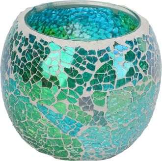 ZJchao Handgefertigter Teelichthalter aus Mosaikglas, Votivkerzenhalter, Elegante Bunte Glasschale für Zuhause, Bürodekoration