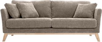 Miliboo Canap&eacute; scandinave d&eacute;houssable 3 Places en Tissu Effet Velours textur&eacute; Taupe et Bois Clair Oslo