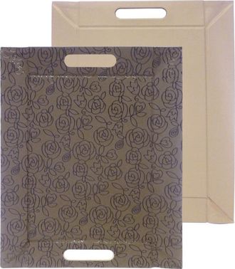 FreeForm Tablett aus Kunstleder, 45 x 35 cm, klein, Rosenmuster, schokoladenfarben/Schwarz