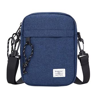 Generic Sacs dordinateur pour femme - Petite fermeture &eacute;clair avec bandouli&egrave;re - Sac &agrave; bandouli&egrave;re l&eacute;ger - En toile, bleu, taille unique