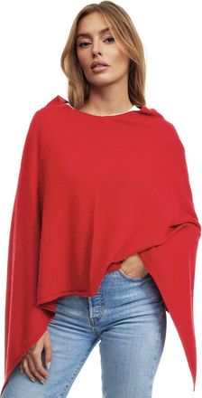Glamexx24 Damen Strick Poncho Unifarbe Cape Feinstrick Pullover Umh&auml;ngetuch Eleganz und Komfort f&uuml;r Fr&uuml;hling und Herbst, Rot