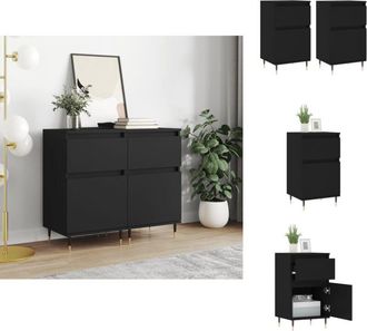 vidaXL Sideboards 2 Stk. Schwarz 40x35x70 cm Holzwerkstoff - Schreibtisch - Sideboard - Wohnzimmerm&ouml;bel - Holzm&ouml;bel - Schwarz