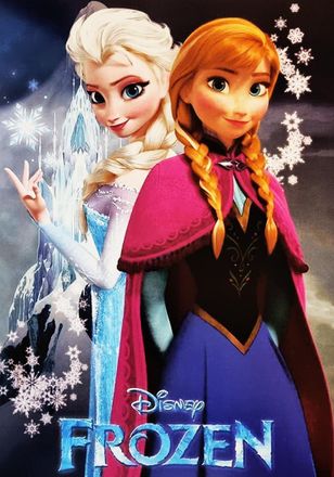 Disney Dekoratives Wandposter Serie Cartoons Frozen Elsa und Anna Kunstdruck auf beschichtetem Papier, 42 x 30 cm, ohne Rahmen