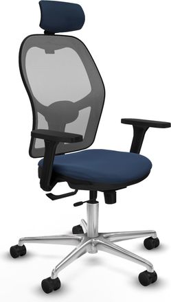 Piqueras y Crespo Ergonomischer Stuhl, verstellbare Arme, h&ouml;henverstellbare Lendenwirbelst&uuml;tze und Kopfteil, h&ouml;henverstellbar und neigbar. Ausgestattet mit Syncro/Trasl