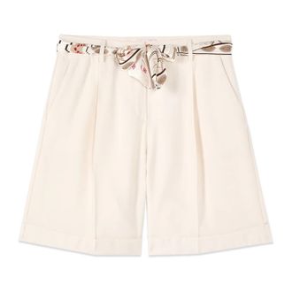 Oltre Bermuda mit gemustertem G&uuml;rtel - - Shorts - Damen - Wei&szlig; - S