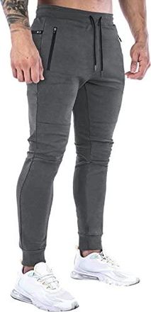 Generic Pantalon de fitness musculaire pour homme avec serviette et pieds suspendus, gris, XXL