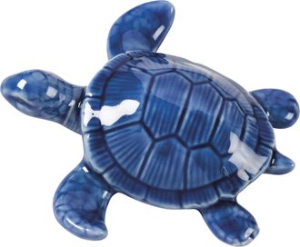 Primitives By Kathy Kleine Schildkr&ouml;te aus Steingut, Dekofigur f&uuml;r Garten, 10,2 x 3,2 cm, Blau
