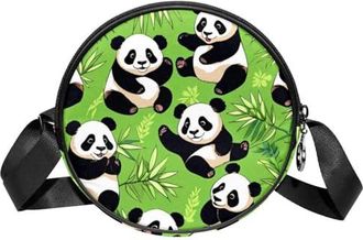 Generic Sac &agrave; bandouli&egrave;re rond pour femme, petit panda mignon, sac &agrave; bandouli&egrave;re avec fermeture &eacute;clair, bretelles r&eacute;glables, sac &agrave; main rond d&eacute;contract&eacute; pour 