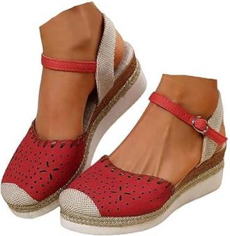 Generic Sandales orthop&eacute;diques compens&eacute;es &agrave; bout ferm&eacute; pour femme, habill&eacute;e d&eacute;t&eacute;, d&eacute;contract&eacute;e, confortable, l&eacute;g&egrave;re, sandales de marche antid&eacute;rapantes avec bo