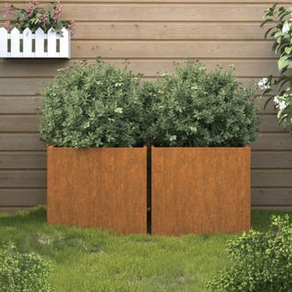 vidaXL Vidaxl - Jardini&egrave;res en acier corten 42x40x39 cm - Lot de 2 - R&eacute;sistantes aux intemp&eacute;ries - Couleur rouill&eacute; pour d&eacute;coration ext&eacute;rieure - vidaXL96529