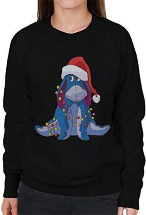Disney Christmas Eeyore Tangled in Festive Lights Womens Sweatshirt
