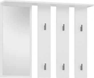 Hucoco Cdf Garderobenpaneel Parma Farbe: wei&szlig; Platz f&uuml;r Kleidung, M&auml;ntel, Jacken Ideal f&uuml;r Eingangshalle, Flur, Arbeitszimmer, B&uuml;ro Stabile Haken Ablage f&uuml;r