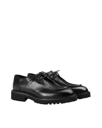 Doucal's Mens Lace-Up Shoes Black Leather Deco Black-F.do Deco Black/f.do Flat