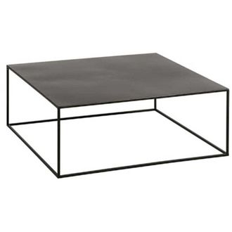 Les Tendances Les Tendances - Table basse carr&eacute;e en m&eacute;tal Noir 80x80 cm