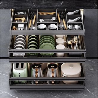 Generic 3-stufiger Schrankorganizer Mit 4 Ablagen for 450 Mm Breite Eckschr&auml;nke Auszug, Geeignet Zur Aufbewahrung Von Schneidebrettern(850 Cabinet)