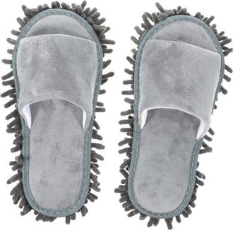 Yarnow Pantoufles de M&eacute;nage Unisexes Gris Mules Lavables Antid&eacute;rapantes Chenille Ouvertes pour Nettoyage et Confort Maison