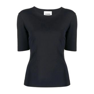 Jil Sander Rundhals-T-Shirt mit kurzen &Auml;rmeln - - Tops - Damen - Blau - 2XS