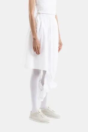 Comme Des Gar&ccedil;ons Womens Asymmetric Draped Volume Skirt With Ruched Orb White Top