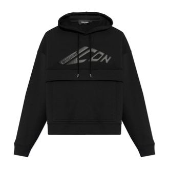 Dsquared2 Homme, Sweatshirts et sweats &agrave; capuche, Noir, Taille: 2XL Logo Sweat &agrave; capuche