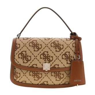 Guess Femme, Sacs, Beige, Taille: ONE Size Audrey Monogramme Flap Bag