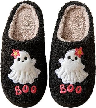 Generic Pantoufles dHalloween en forme de citrouille pour homme et femme, en peluche douce, chaude, effrayante, citrouille, fant&ocirc;me, maison, vacances, &agrave; enfil