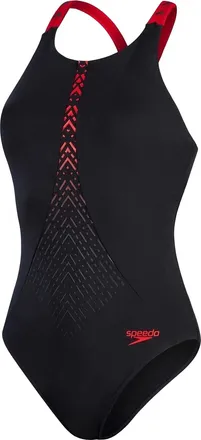 Speedo Badeanzug f&uuml;r Damen (Schwarz/Rot)