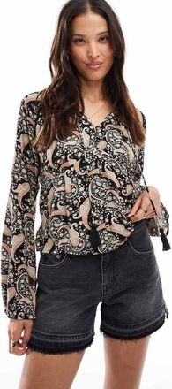 Superdry Short effet effiloché à taille mi-haute - Noir roseland délavé