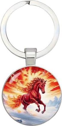 Generico Breloque pour sac &agrave; main, motif flammes 2D, porte-cl&eacute;s en forme de cheval - pour portefeuille, sac &agrave; dos, sac &agrave; main, cadeaux de f&ecirc;te de No&euml;l, cadeaux