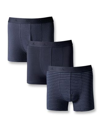 CHARLES TYRWHITT 3er-Pack Stretch-Unterhosen aus Jersey und Multimuster - Franz&ouml;sisches Blau
