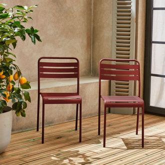 Sweeek Lot de 2 chaises de jardin acier. 2 places. terre de sienne. Amelia. L44 x P52 x H79cm