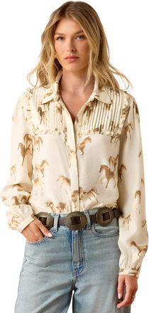 Ariat Womens Hannington Blouse Long Sleeve in Running Horse Print, Size X-Small, by Ariat