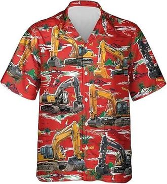 Keephen Cool Pelleteuse Chemise Hawaiienne Femmes Hommes Conduite de Camion Impression 3D Chemise &agrave; Boutons Tropical Plage Chemise