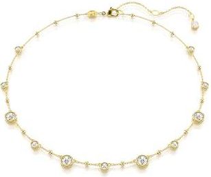 Swarovski Collier Imber, Taille ronde, Motif éparpillé, Blanc, Placage de ton or