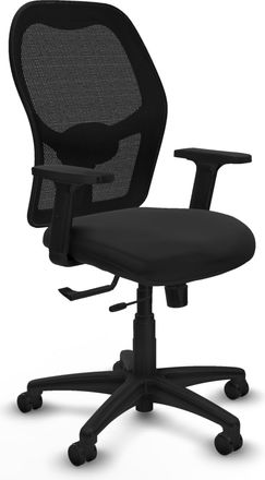 Piqueras y Crespo Schwarzer Drehstuhl mit 2D-Armen, h&ouml;henverstellbare Lendenwirbelst&uuml;tze, ausgestattet mit Synchron/Traslack und Schneideschaum, mit selbstfahrenden R&auml;d