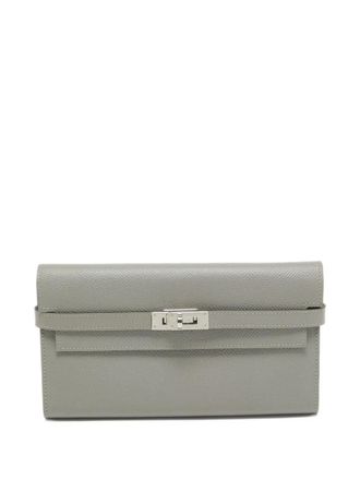 Herm&egrave;s pochette Kelly To Go &agrave; fini grain&eacute; - Gris