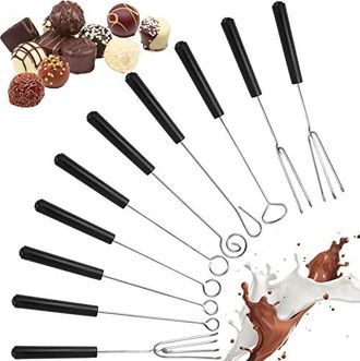 NA 10 Pièces Fourchettes à Fondue en Acier Inoxydable,Fourchette à tremper au Chocolat,Fourchettes à Fondue,Fourchette à Chocolat,Pour Chocolats Faits À 