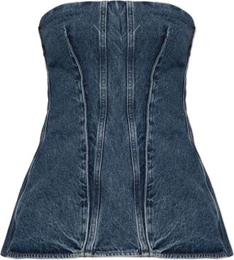 A Gold E Femme, Tops, Bleu, Taille: 38 FR Lara Strapless Denim Top