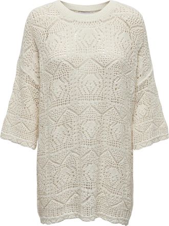 Only Damen ONLBEACHIE Life SS Loose O-Neck NOOS KNT Pullover 15291566,Cloud Dancer,M