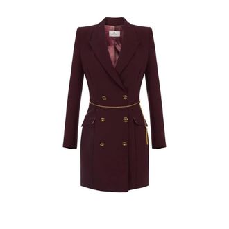 Elisabetta Franchi Kleid aus leichtem Cr&ecirc;pe-Stoff mit Schmuckkette - - Dresses - Damen - Braun - L