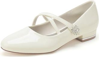 Minitoo Chaussures plates MY254 pour femme et fille - Pour mariage, soirée, bal de fin dannée, My254 Ivoire 2 Talon 5 cm, 39 EU