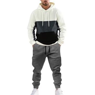 Generic Ensemble Jogging Homme, Sweat Hoodies &Agrave; Manches Longues Et Pantalon De Jogging Ensemble De 2 Pi&egrave;ces, Doux Et Surdimensionn&eacute;, V&ecirc;tements Chaud Travail D