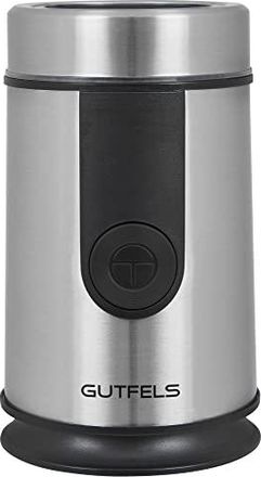 Gutfels Kaffeemühle COFFEE 5010 | 50 g Kapazität | Edelstahl Gehäuse und Klingen | Kabelaufwicklung | Sichtfenster im Deckel | SAFE-CLOSE