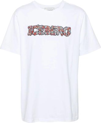 Iceberg Homme, Tops, Blanc, Taille: L T-shirt en jersey de coton &agrave; coupe classique avec imprim&eacute; To Buy