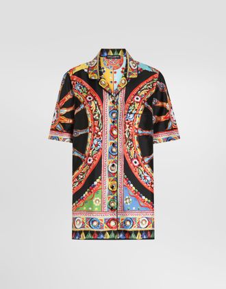 Dolce & Gabbana Hemd Vanity Aus Seidentwill Mit Carretto-print - Frau Blusen Und Tops Mehrfarbig 42