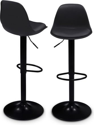 IDMarket 2 Barhocker, Karl Design, Schwarz, Fuß schwarz