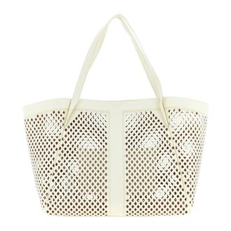Twinset Femme, Sacs, Blanc, Taille: ONE Size Openwork Leather Shopping Bag